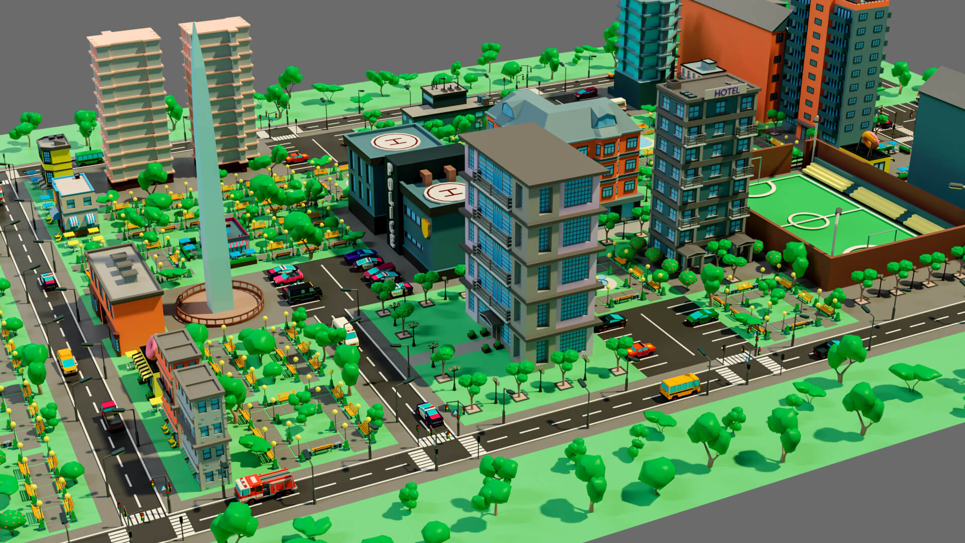 Low Poly City - 3D Model by 7ka