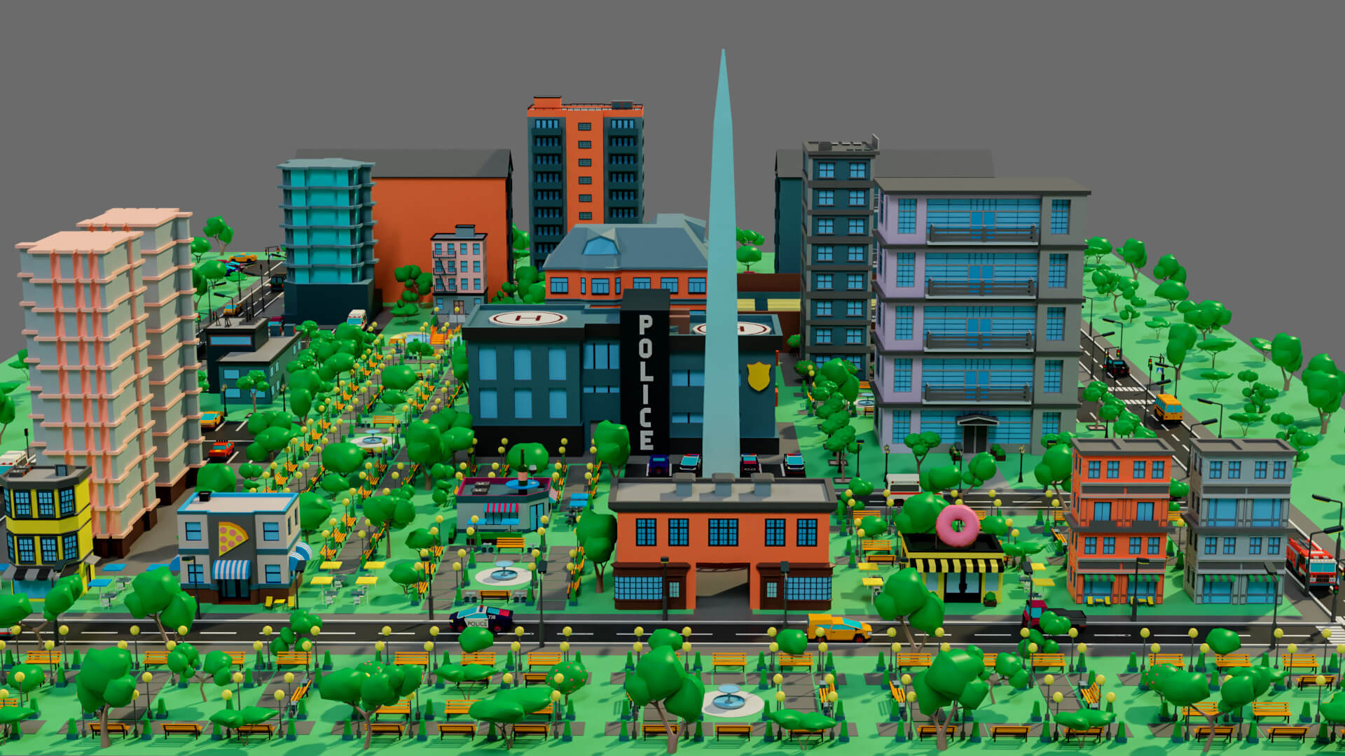 Low Poly City - 3D Model by 7ka