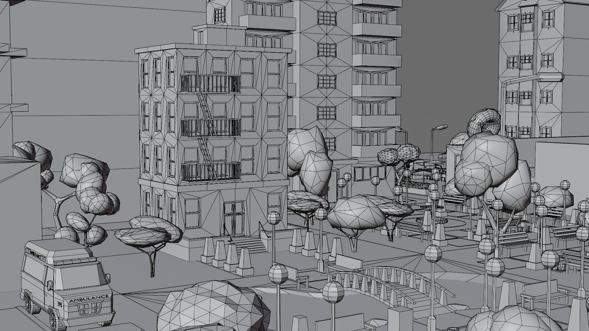 Low Poly City - 3D Model by 7ka