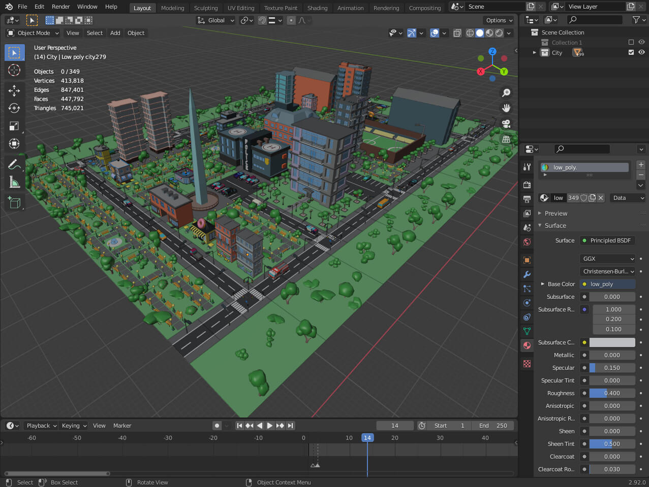Low Poly City - 3D Model by 7ka