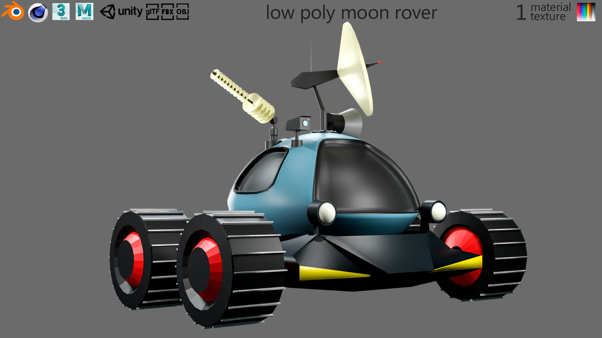 Low Poly Moon Rover - 3D Model by 7ka