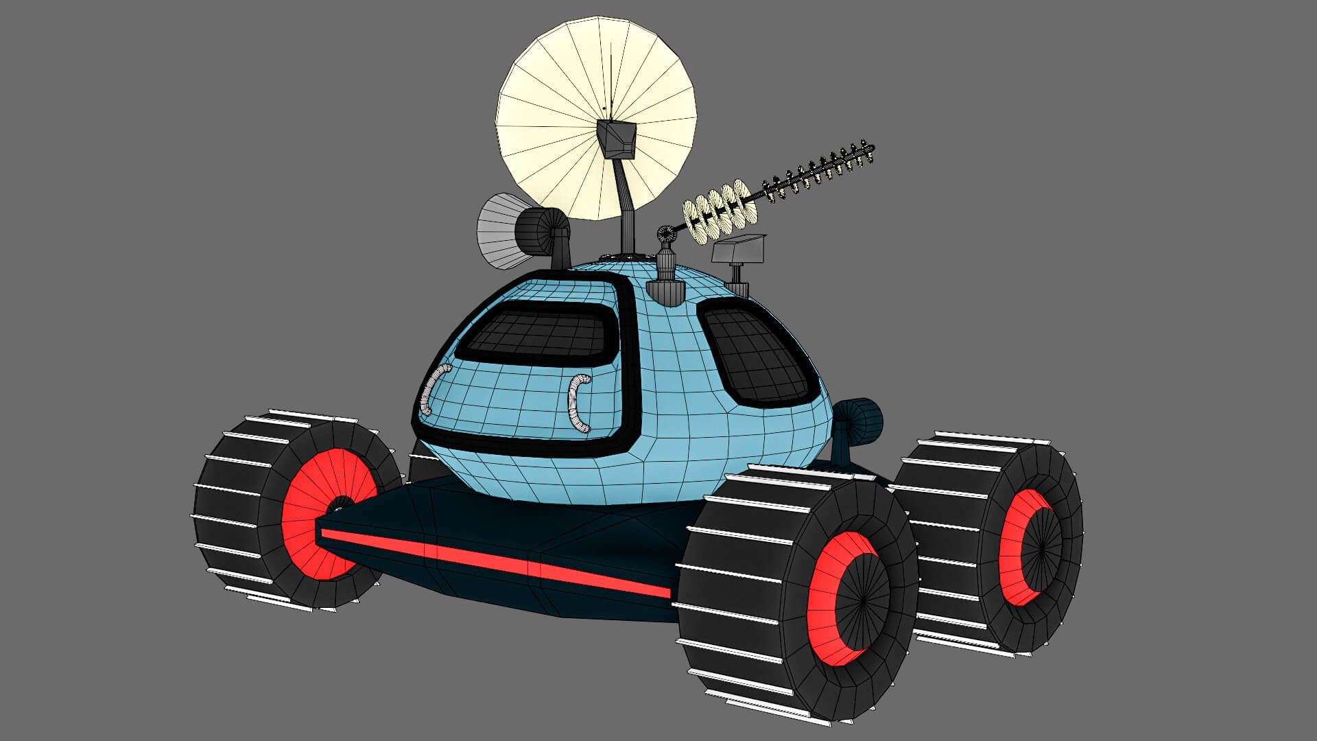 Low Poly Moon Rover - 3D Model by 7ka