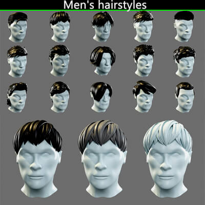 Mid Poly Models | Hair | Male Hair | RenderHub