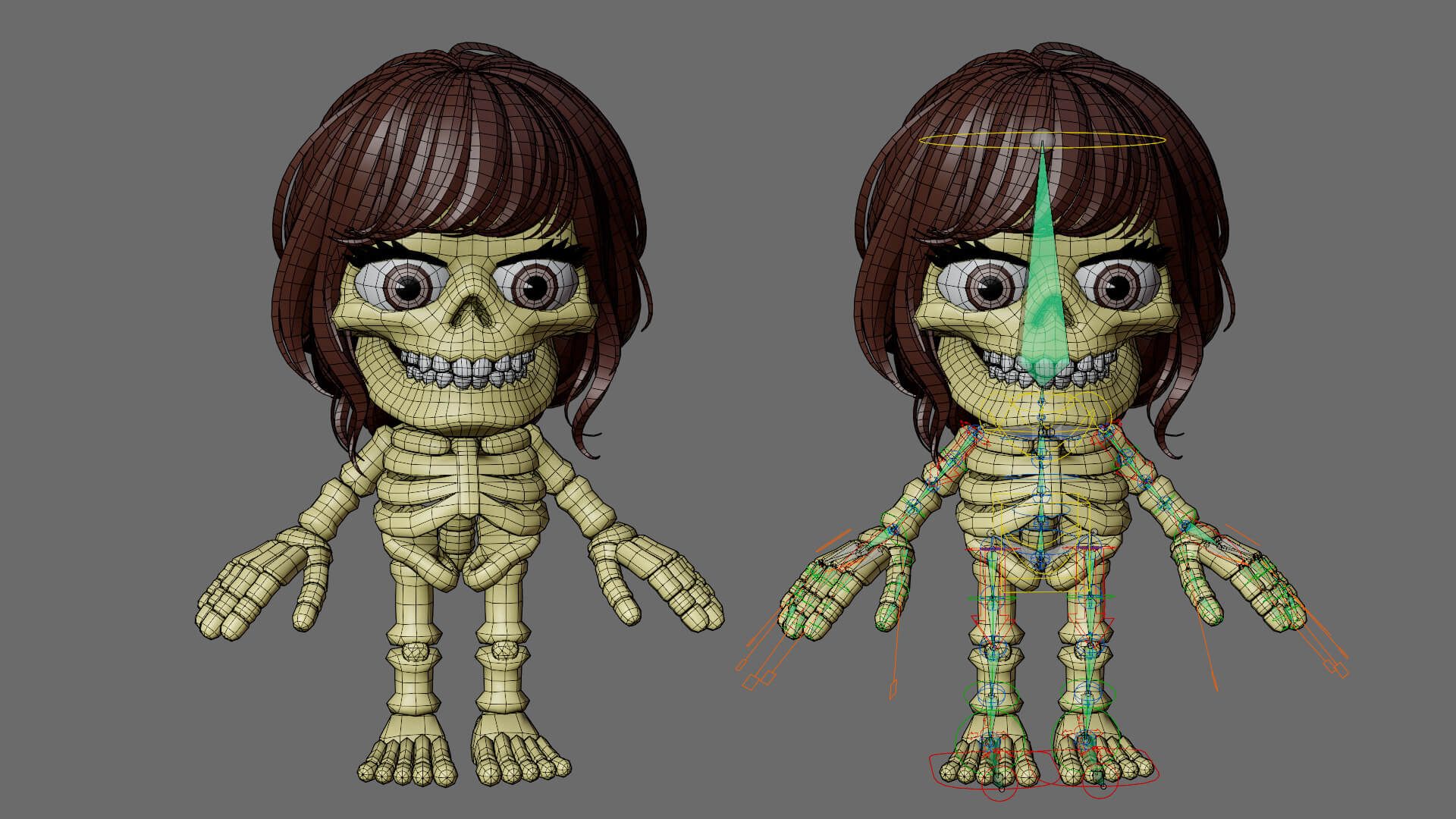 Skeletons With Hairstyles - 3D Model by 7ka