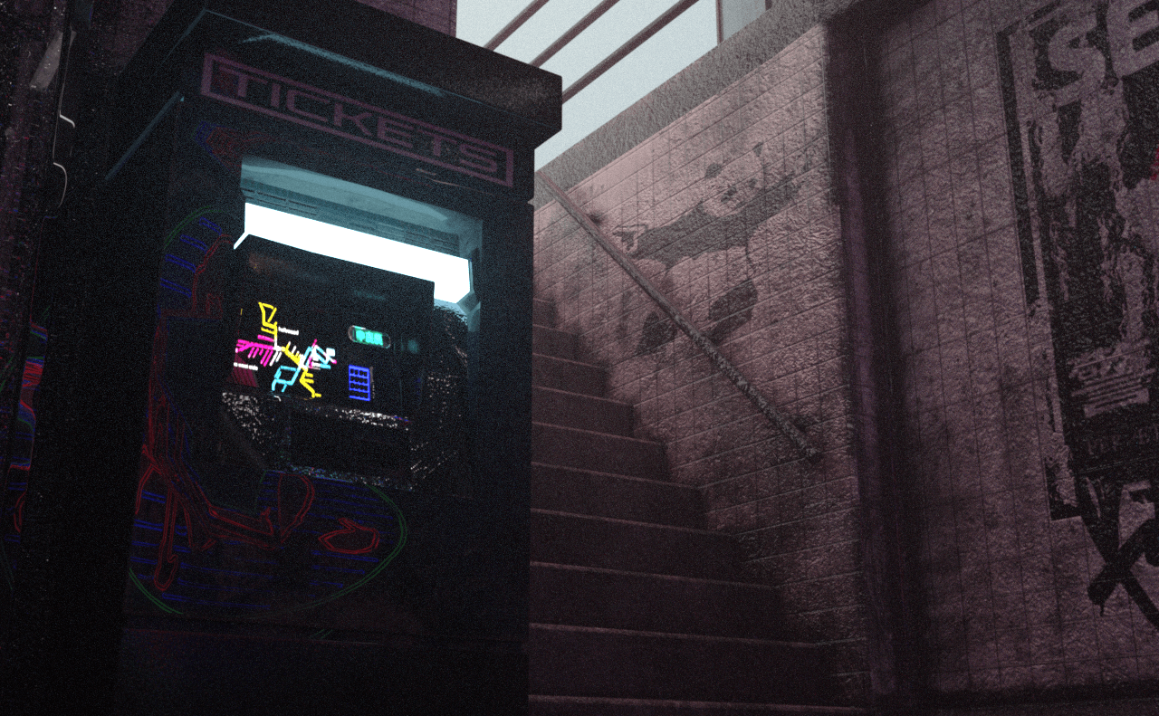 Blade Runner subway interior- stairs 3D Render by 808state