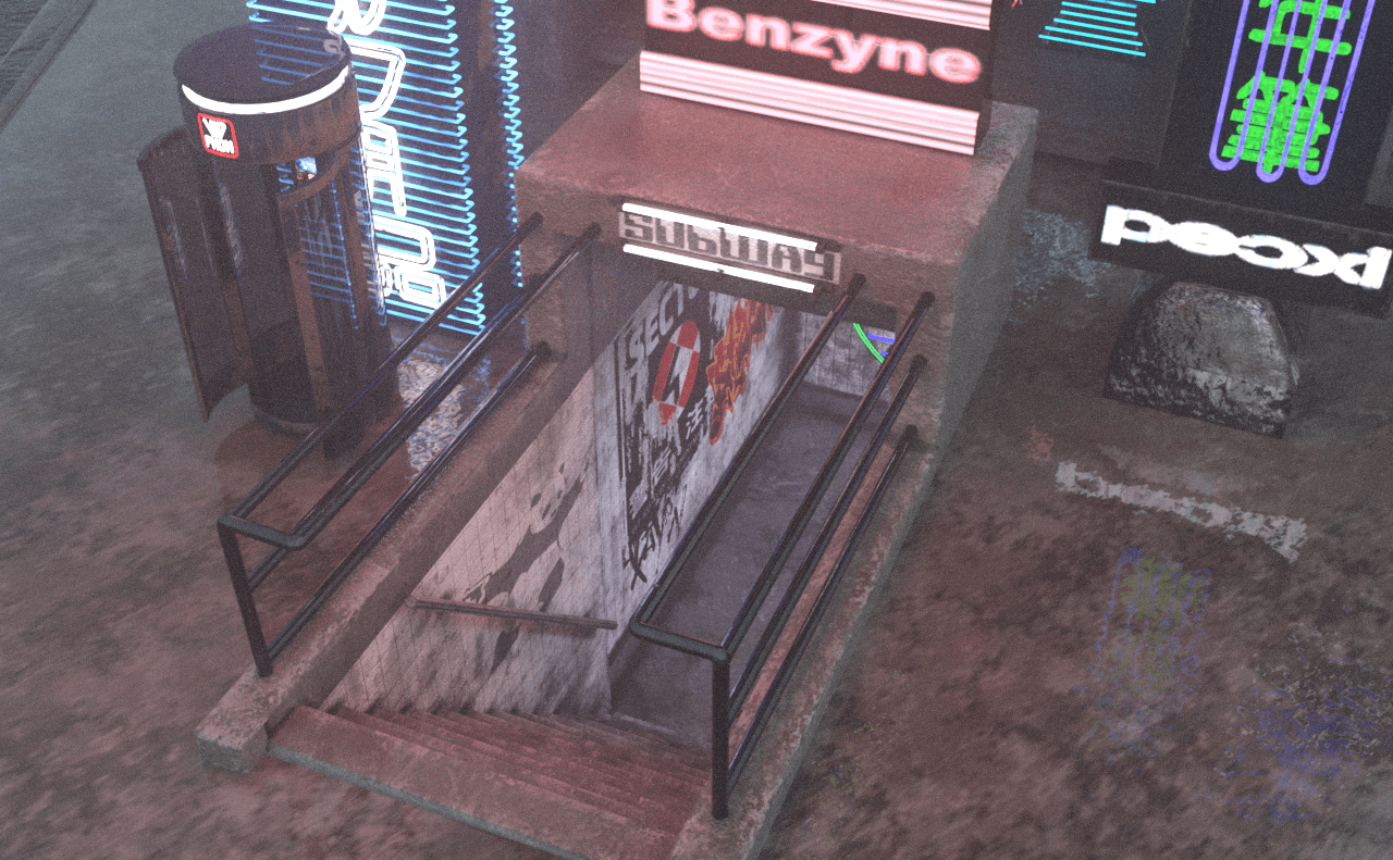 Blade Runner subway interior- stairs 3D Render by 808state