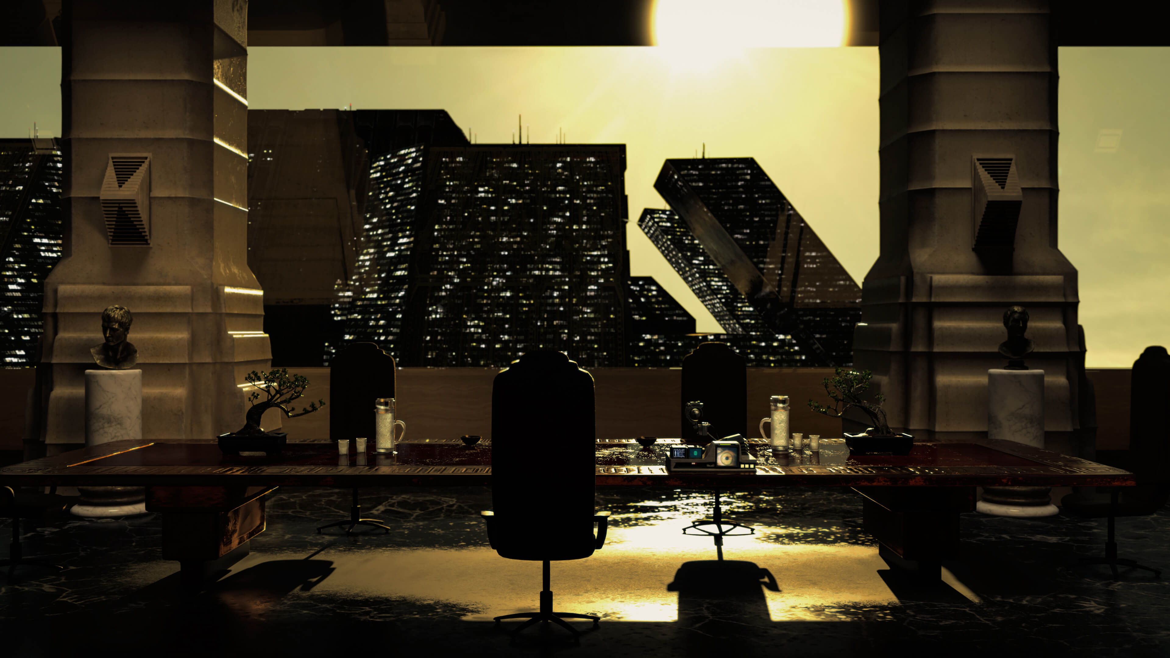 Tyrell Office Table View 3D Render, Digital Art by 808state