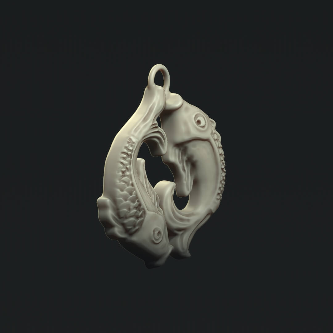 Two Fish Pendant - 3D Model by 94NOIZE