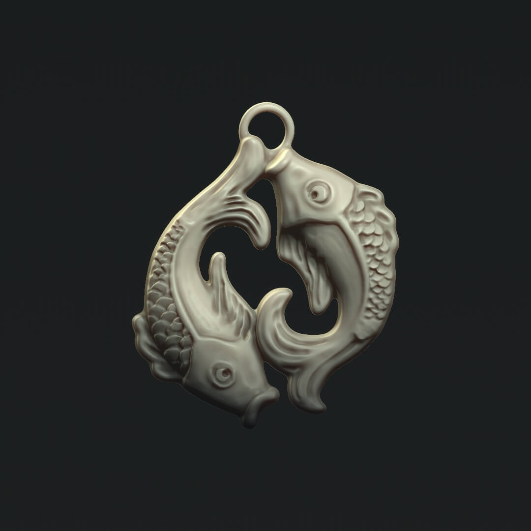 Two Fish Pendant - 3D Model by 94NOIZE