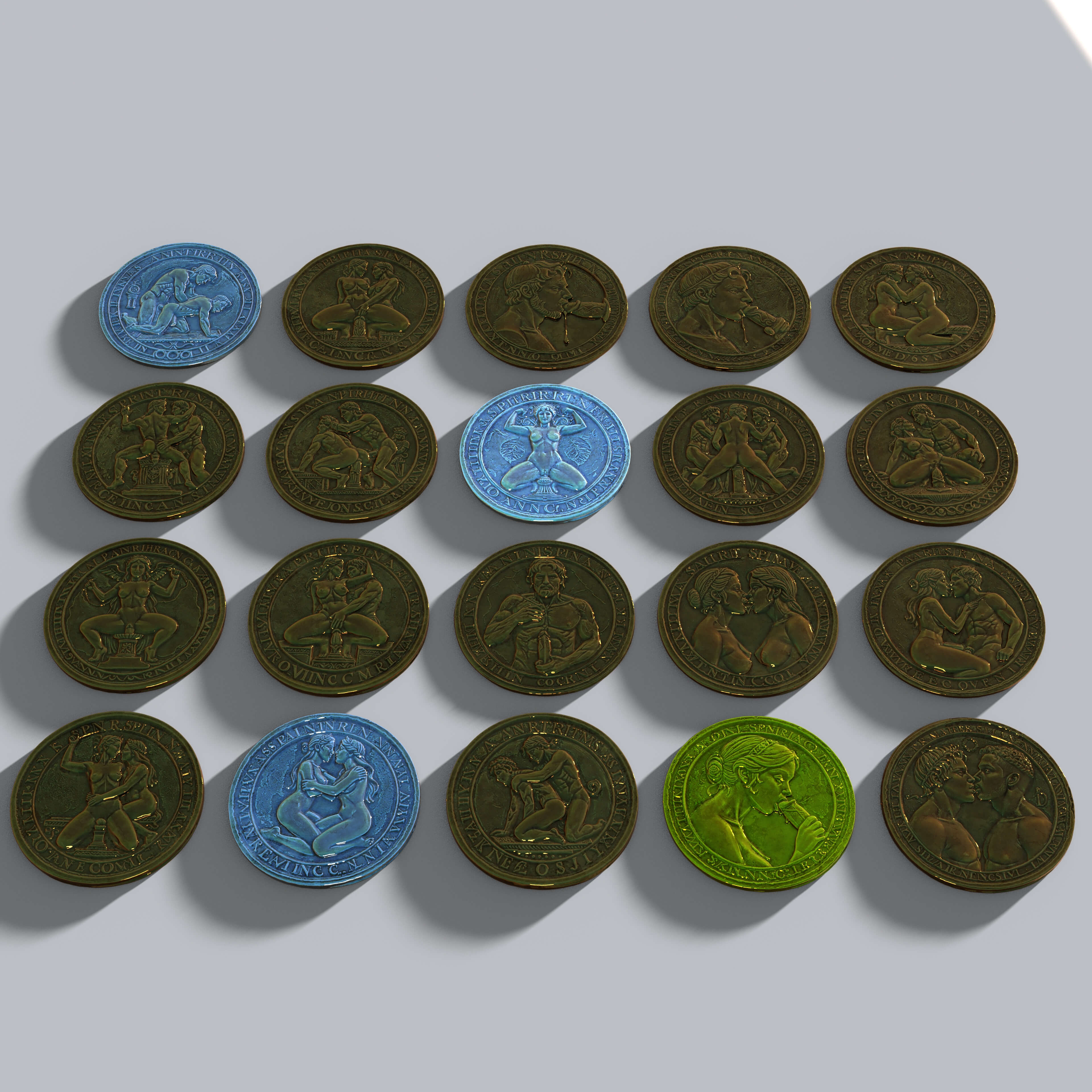 Roman Spintriae 3D Render, Digital Art by A3DTemptation