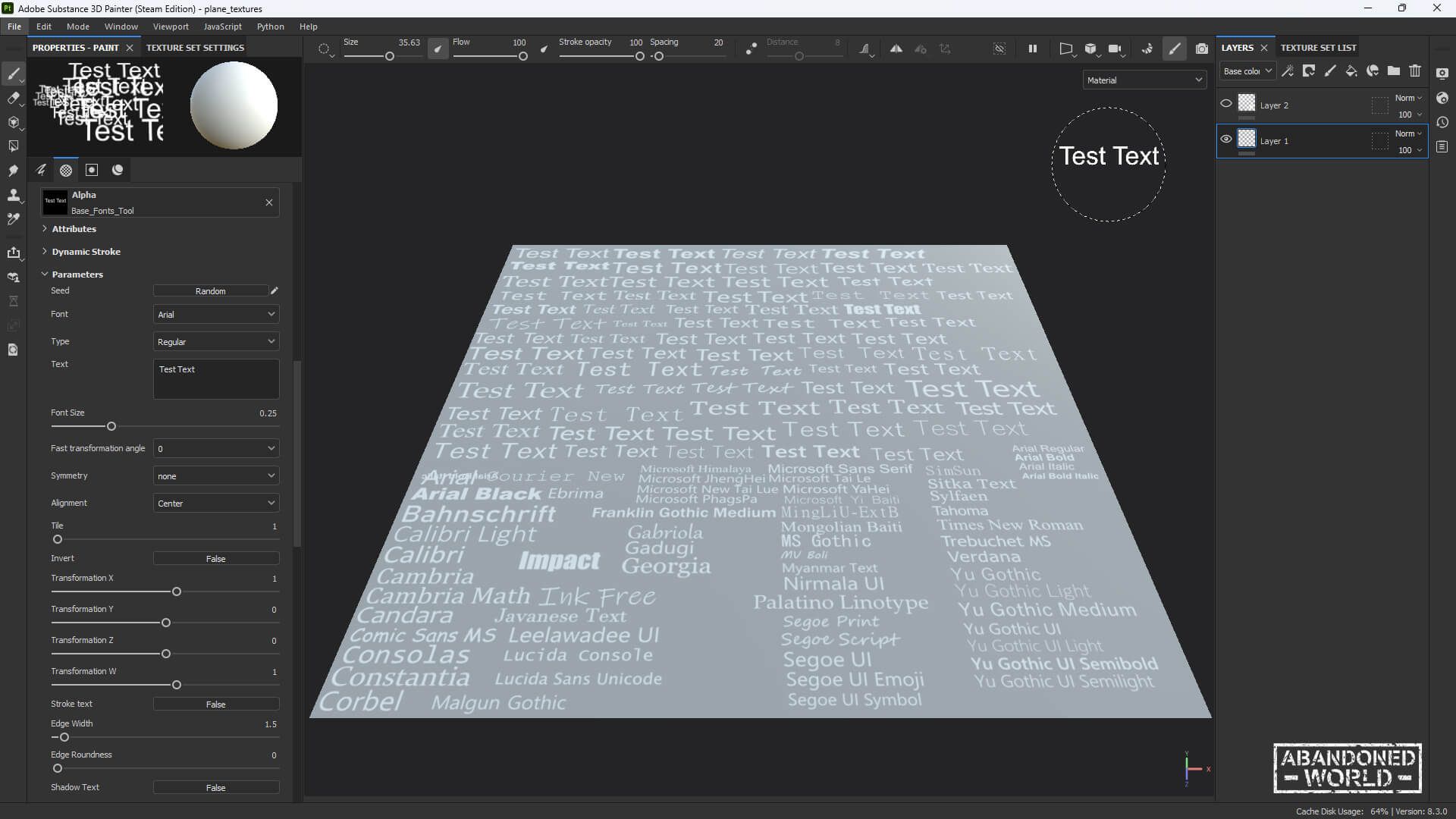 Base Fonts Tool for Substance Painter by Abandoned World