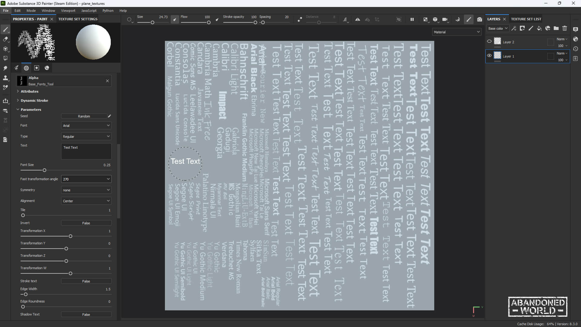 Base Fonts Tool for Substance Painter by Abandoned World