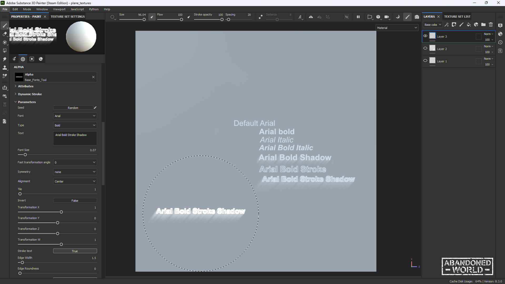 Base Fonts Tool for Substance Painter by Abandoned World