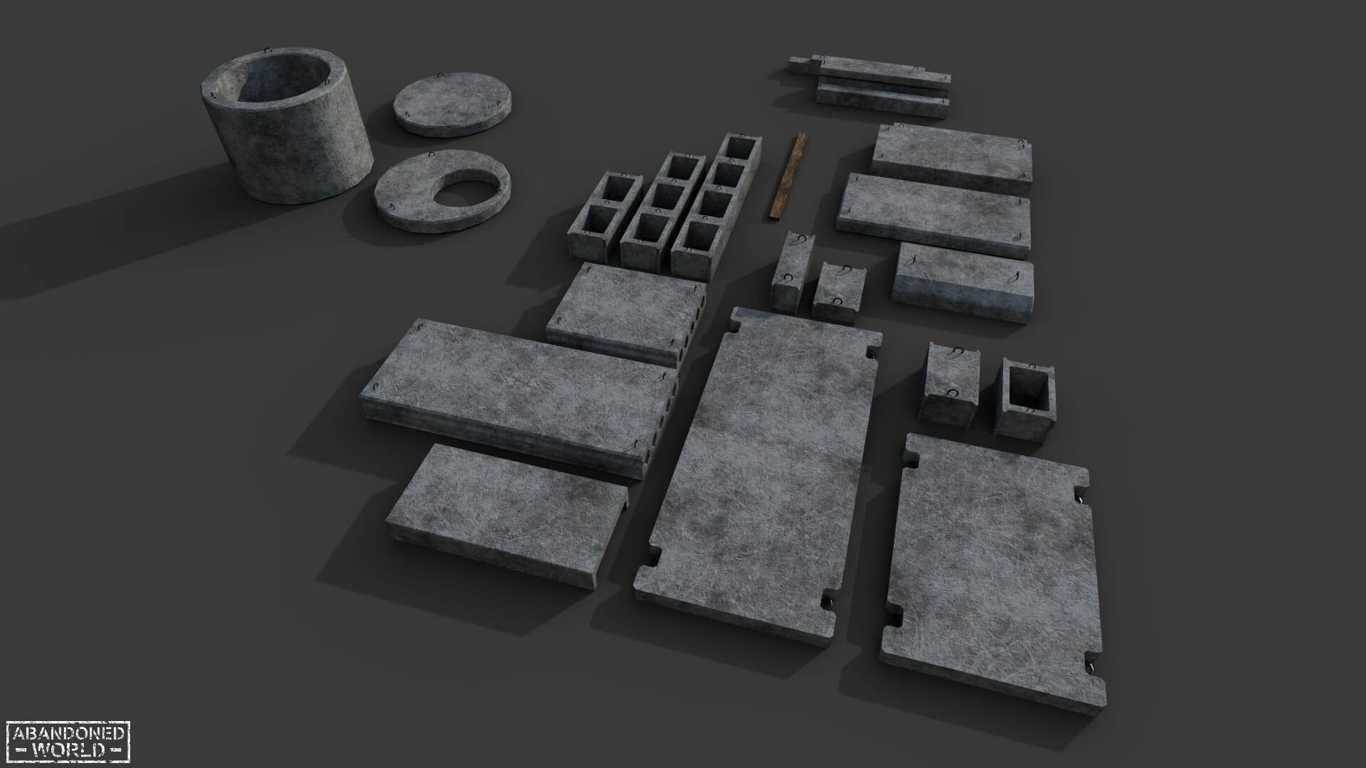 Concrete Blocks Pack - 3D Model by Abandoned World