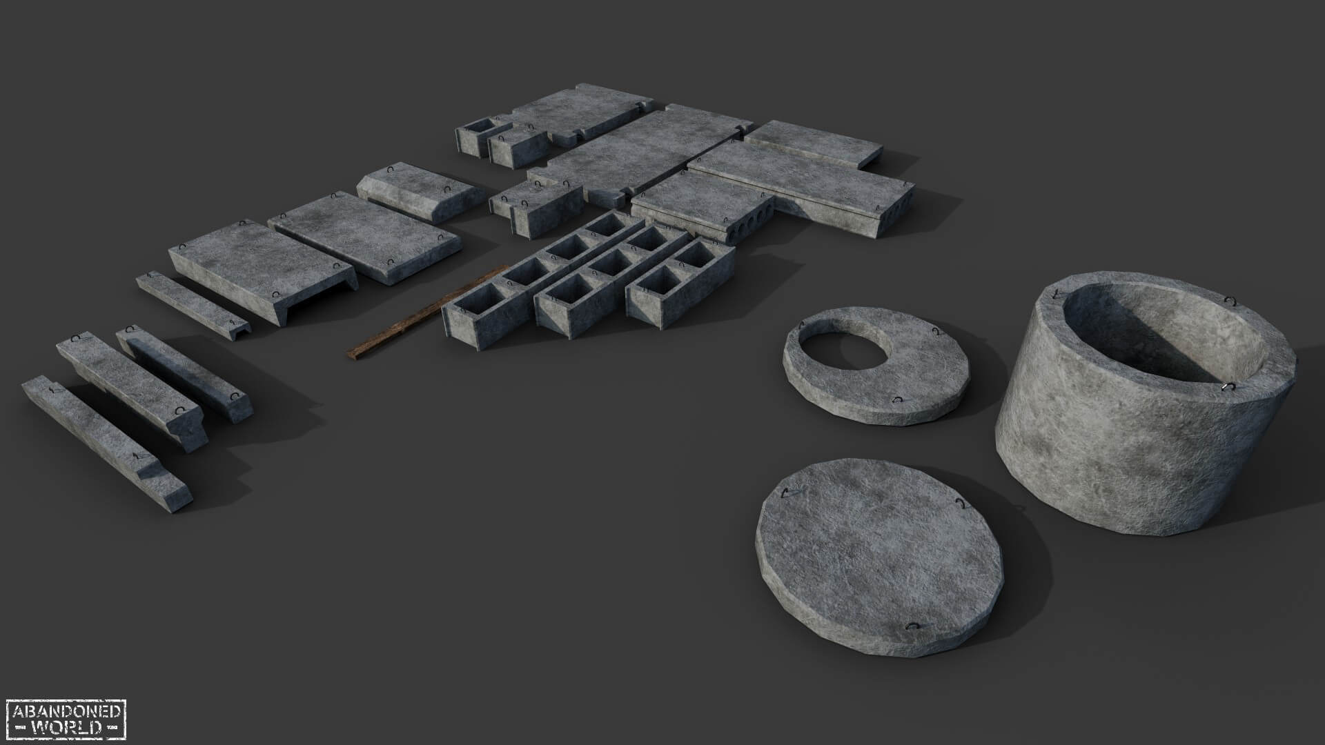Concrete Blocks Pack - 3D Model by Abandoned World