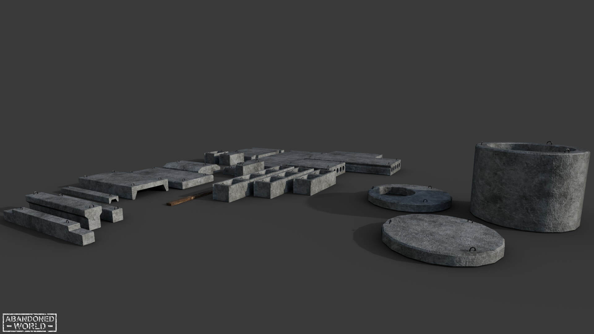 Concrete Blocks Pack - 3D Model by Abandoned World