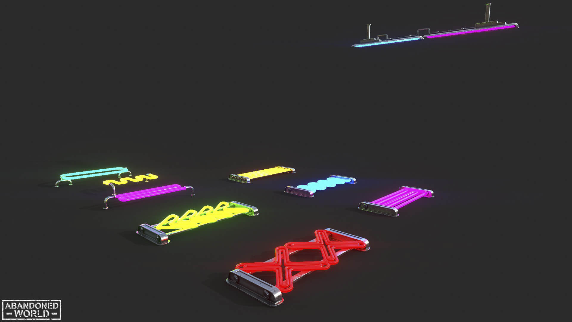 CyberPunk Neon Lamps Set - 3D Model by Abandoned World