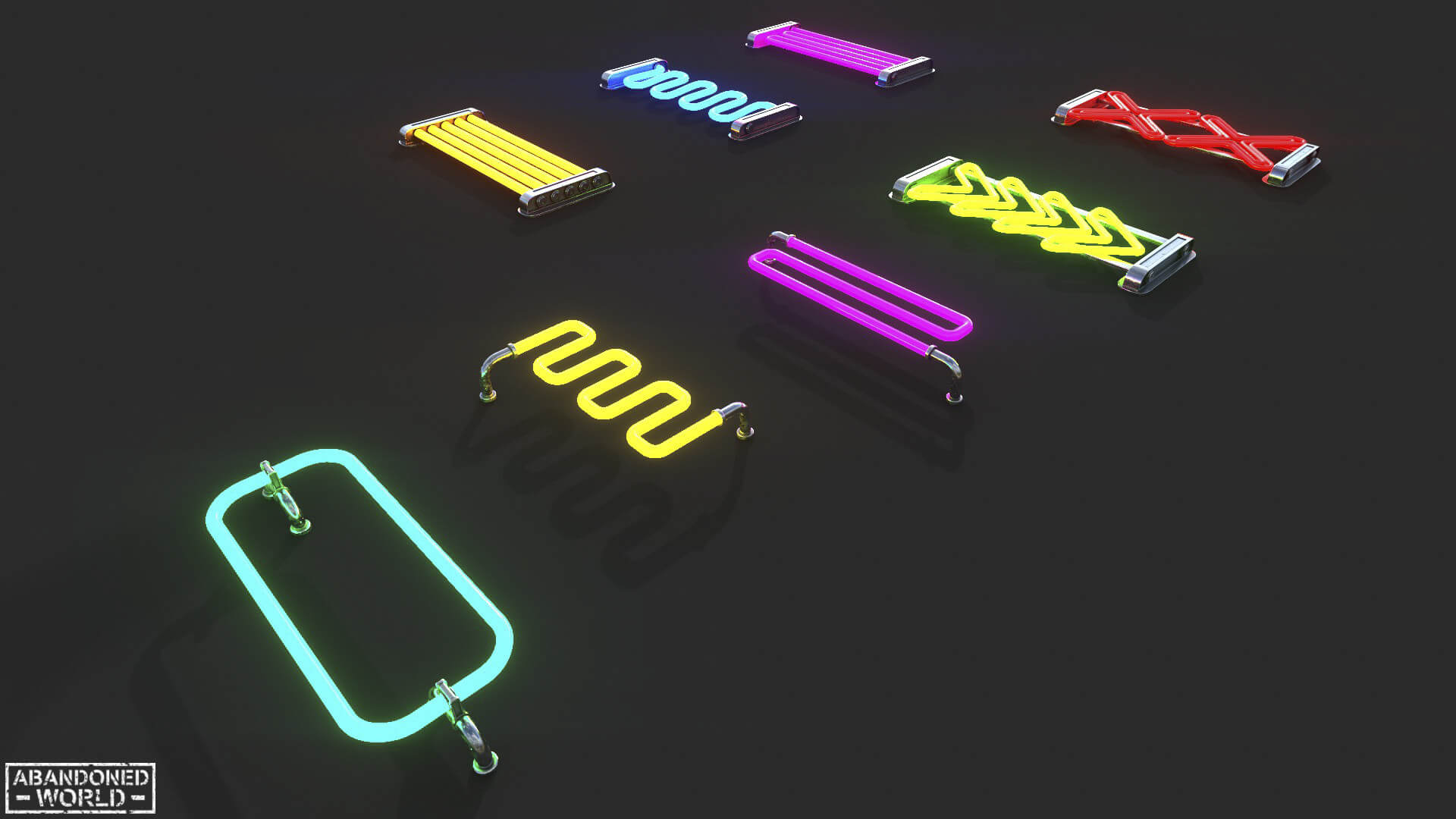 CyberPunk Neon Lamps Set - 3D Model by Abandoned World