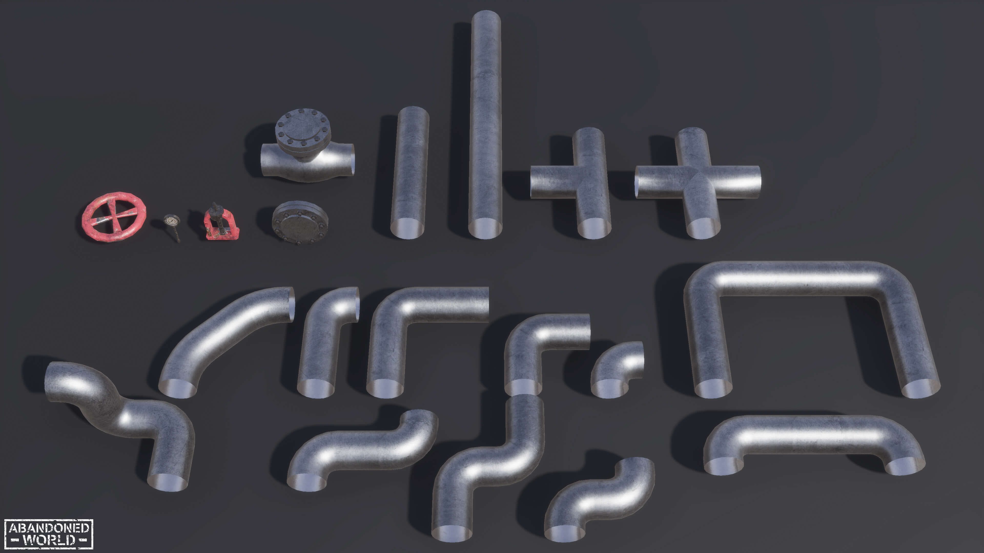 Modular Pipe Elements - 3D Model by Abandoned World