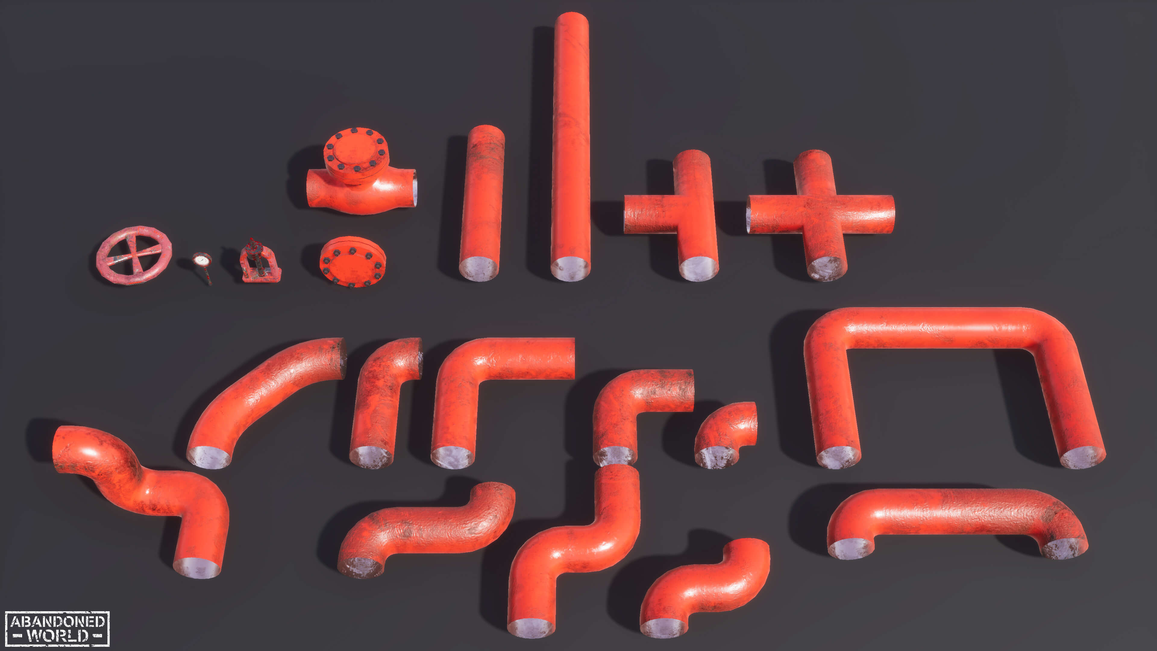 Modular Pipe Elements - 3D Model by Abandoned World