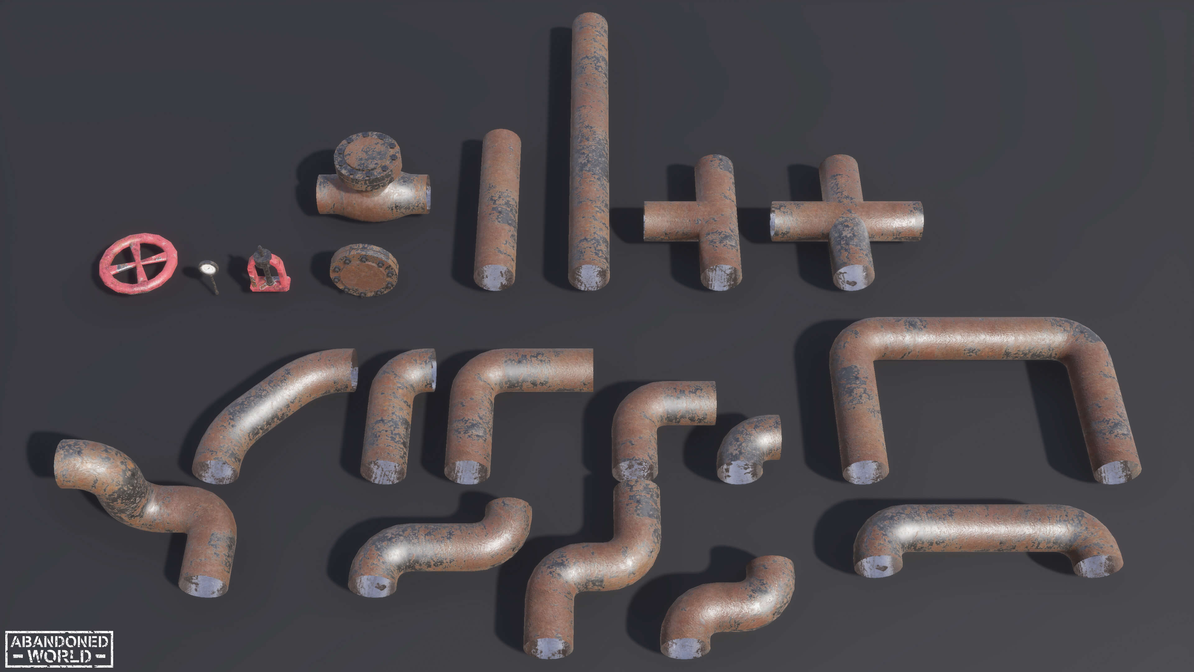 Modular Pipe Elements - 3D Model by Abandoned World