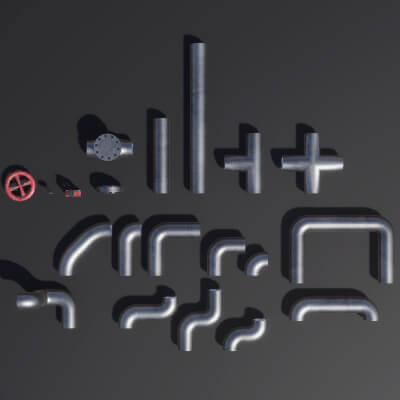 Modular Pipe Elements - 3D Model by Abandoned World