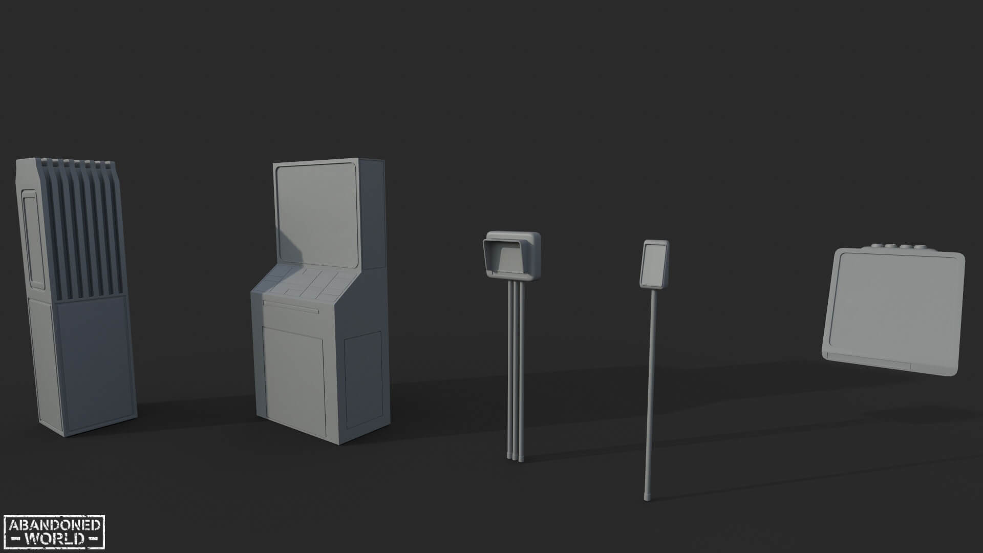 Set of Sci-Fi Computer Equipment 3D Model by Abandoned World