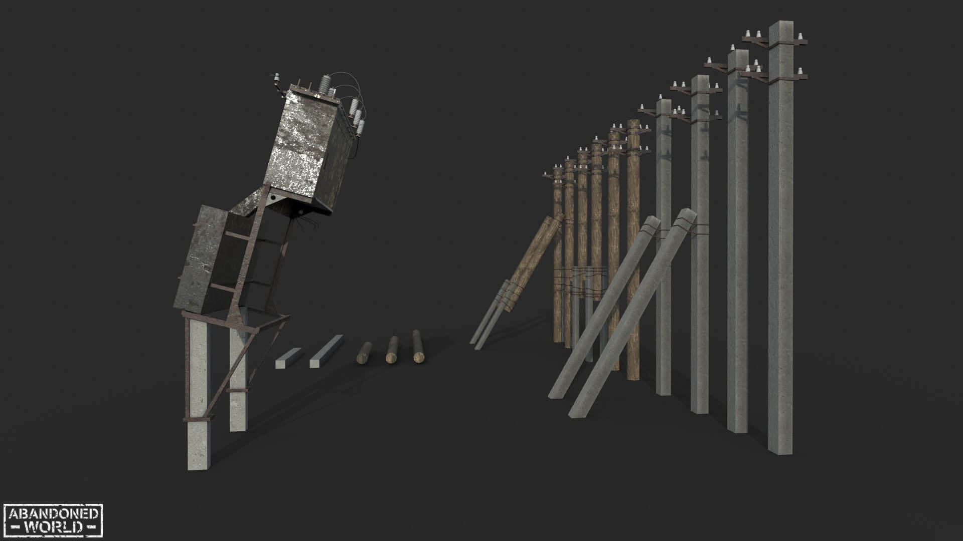 Transformer and Power Line - 3D Model by Abandoned World