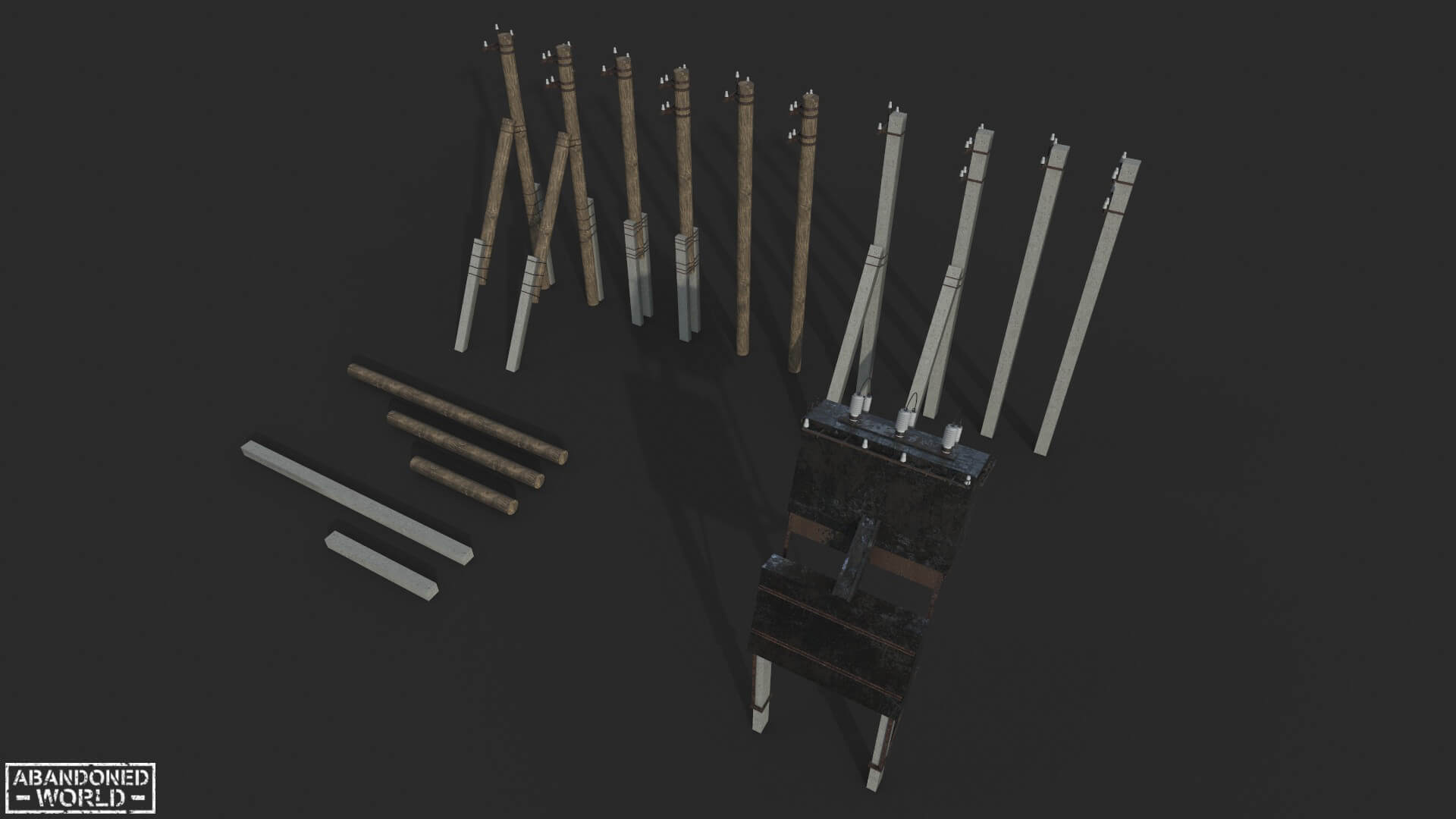 Transformer and Power Line - 3D Model by Abandoned World