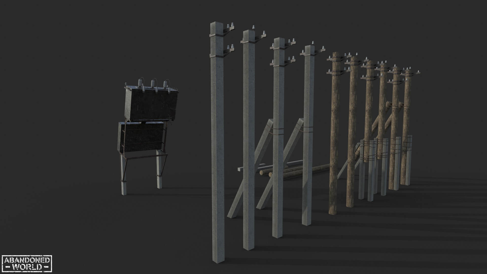 Transformer and Power Line - 3D Model by Abandoned World
