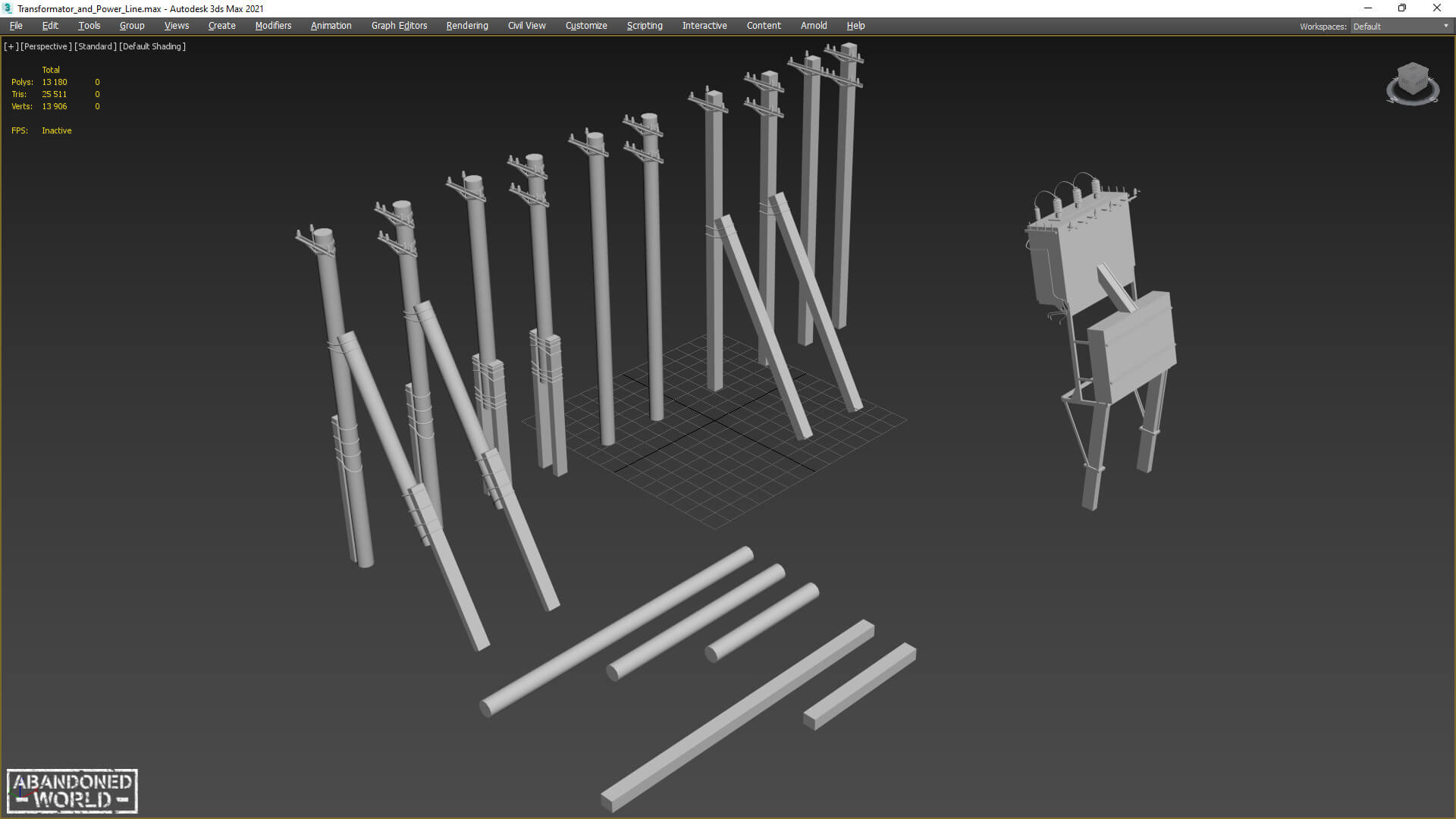 Transformer and Power Line - 3D Model by Abandoned World