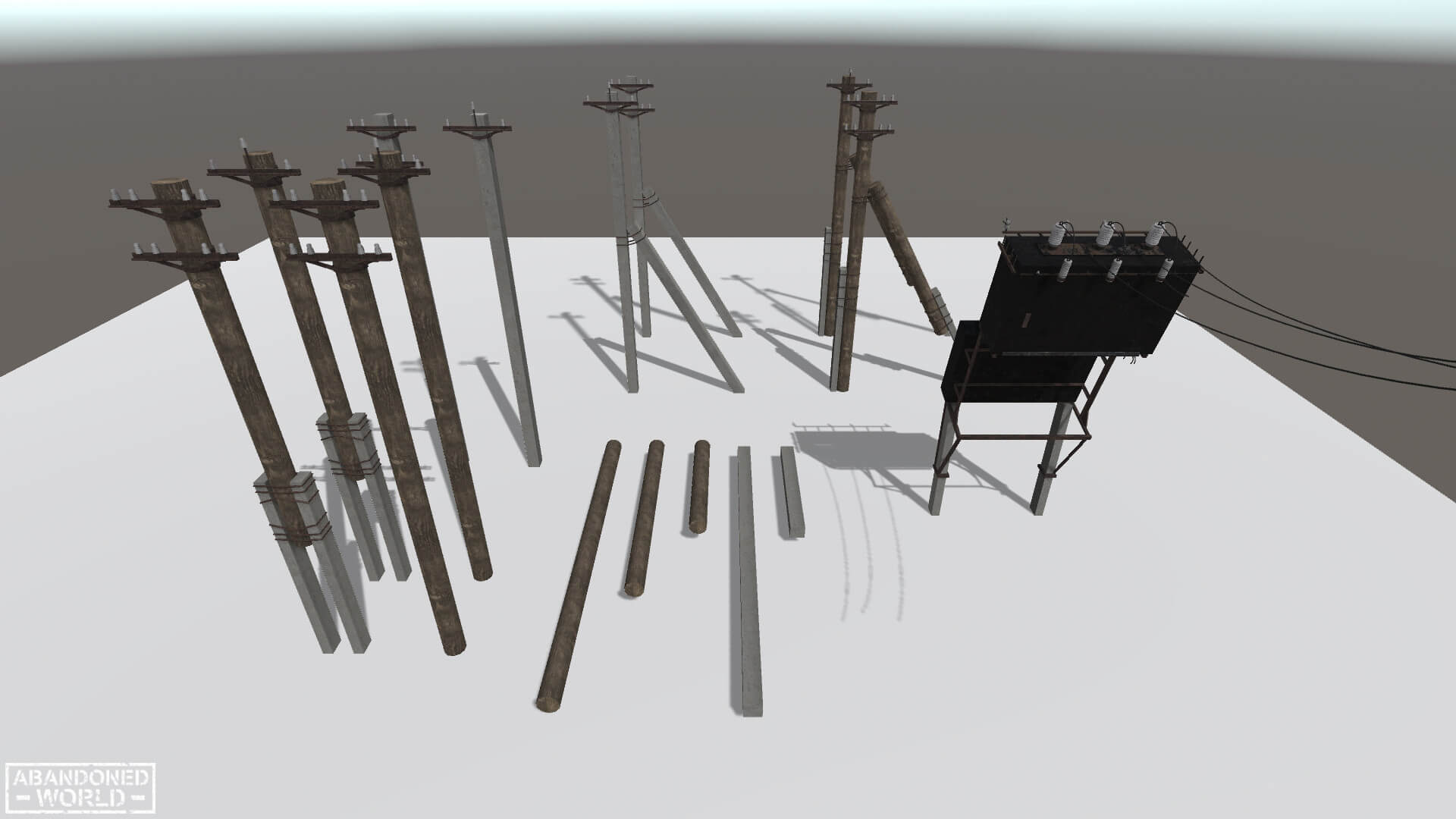 Transformer and Power Line - 3D Model by Abandoned World