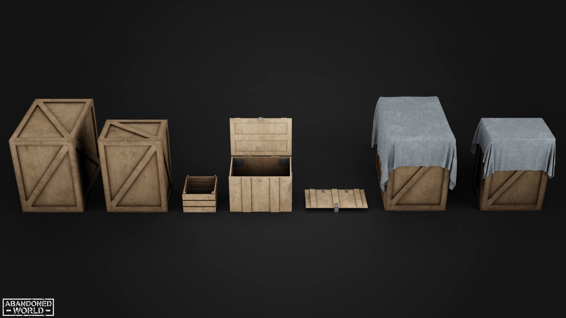 Wood Box Set - 3D Model by Abandoned World