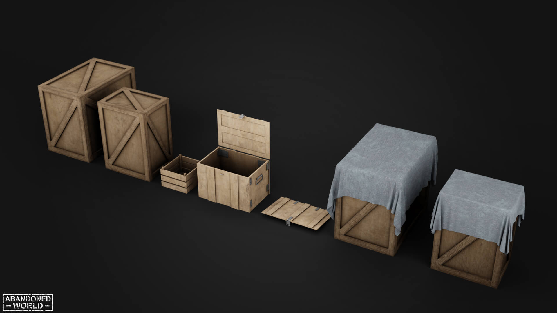 Wood Box Set - 3D Model by Abandoned World