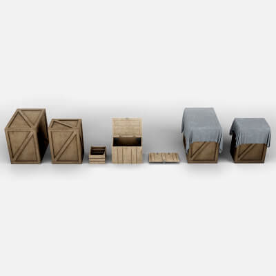 Wood Box Set - 3D Model by Abandoned World