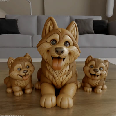 Adorable Husky Family STL 3d Model by abanobblackbox
