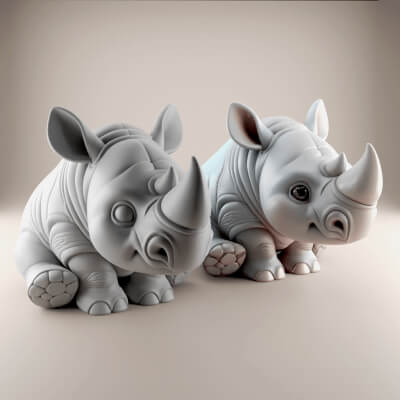Adorable Rhino 3D STL Model for Your Desk Decor 3D Print Mod by ...