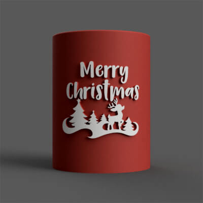 Candle Holder with Merry Christmas and Deer Christmas Tree 0 - 3D Model ...