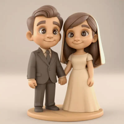 Charming Wedding Couple 3D STL File for Printing by abanobblackbox
