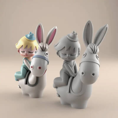 Cute Boy on Donkey STL 3D Model Fun Desk Decor by abanobblackbox