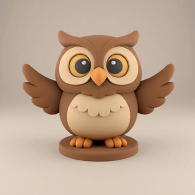 Cute Cartoon Owl STL File Easy 3D Print Model by abanobblackbox