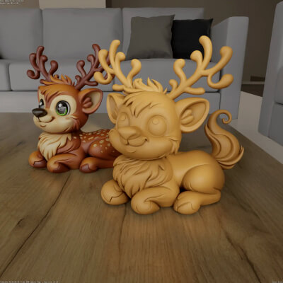 Cute Christmas Baby Reindeer Desk Companion STL 3D Print by abanobblackbox