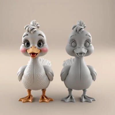 Cute Happy Duck 3D Print STL File Adorable Cartoon Model by abanobblackbox
