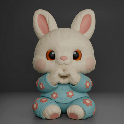 Cute Heart Hands Bunny Desk Buddy STL 3D Printable Model by abanobblackbox