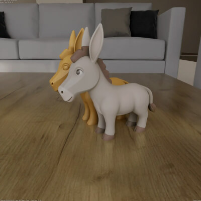 Cute Stylized Donkey 3D Model STL Print Ready by abanobblackbox