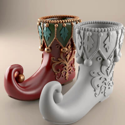 Elf Boot Planter Urn Candy Container Candle Holder - 3D Model by ...