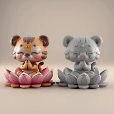 Meditating Praying Tiger 3D STL File for Peaceful Decor by abanobblackbox