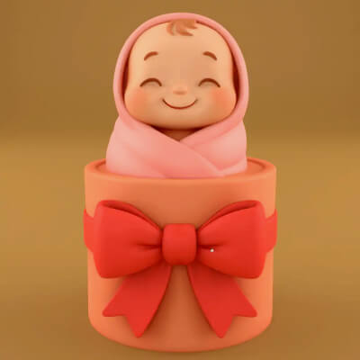 Sweet Baby Girl in Gift Box STL Newborn Gift 3D Print File by ...