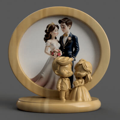 Wedding Couple 3D Frame Bride Groom STL File 3D Print Model by ...
