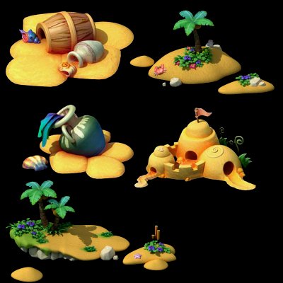 Cartoon Beach Props - 3D Model by about3d